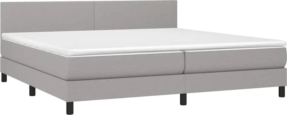 Box spring postel s matrací a LED světle šedá 200x200 cm textil 3133021