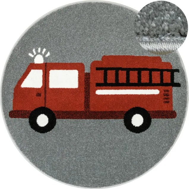 Koberec Lima G752A hasičské auto, červený / šedý kruh