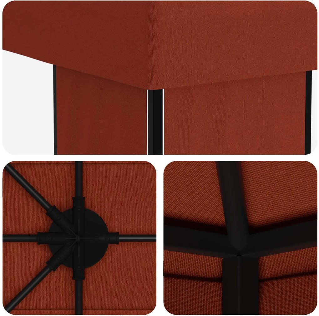 Zahradní altán 6 x 3 m Cihlová Polyester a ocel 190 gsm 3376010