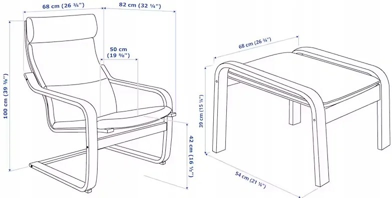 IKEA POANG Křeslo a podnožka wenge Knisa béžová