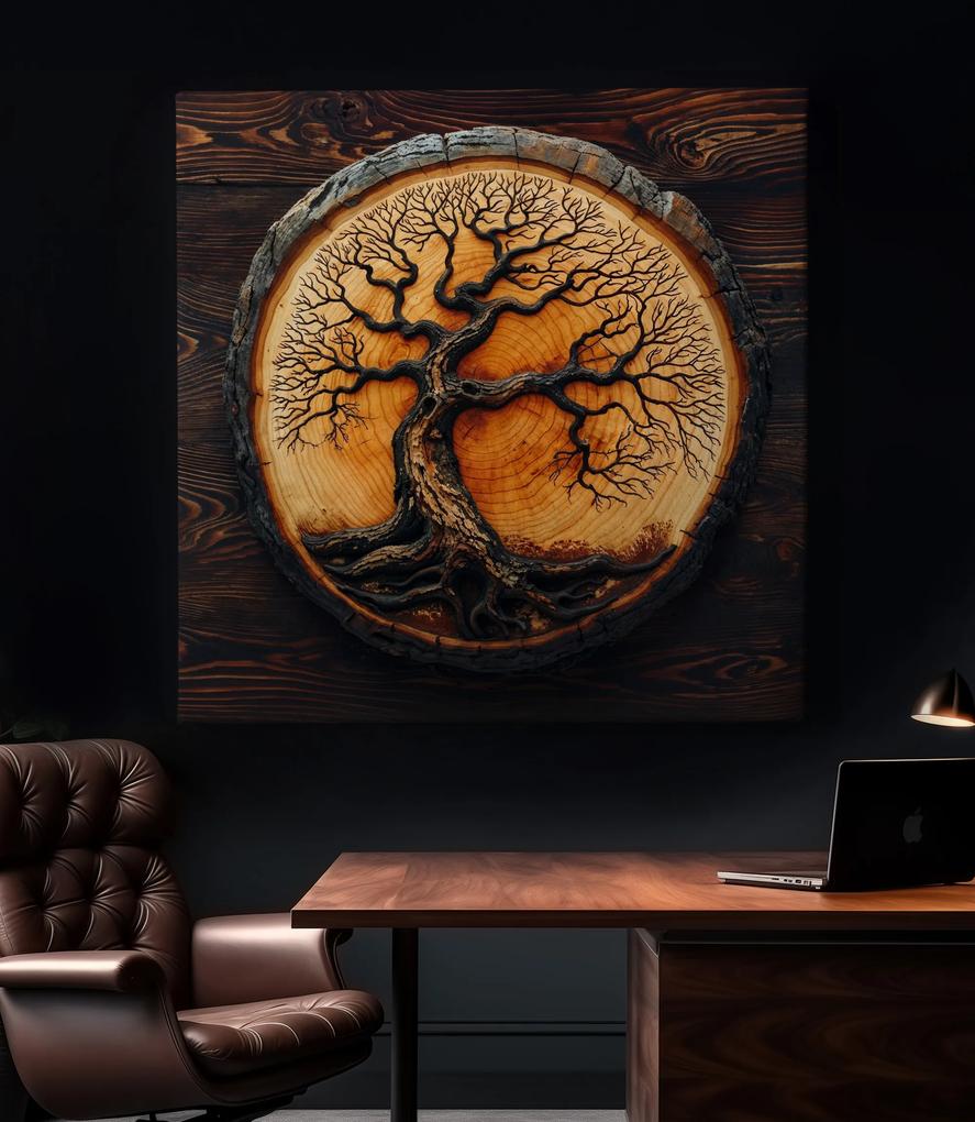 Obraz na plátně - Strom života Aurelis, dřevo styl FeelHappy.cz Velikost obrazu: 120 x 120 cm