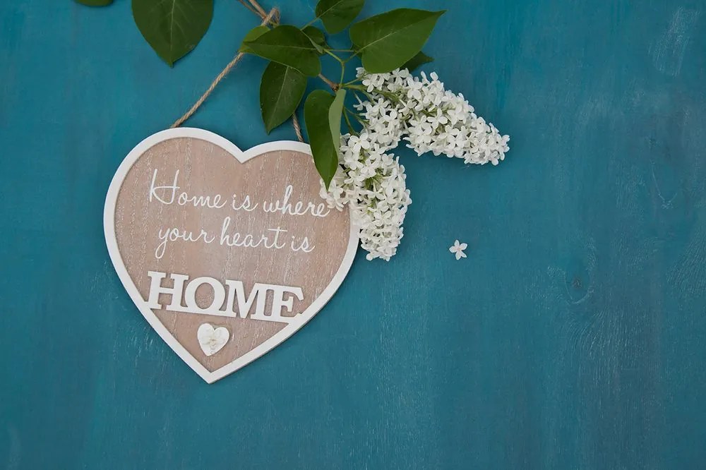 Fototapeta srdce s citátem - Home is where your heart is