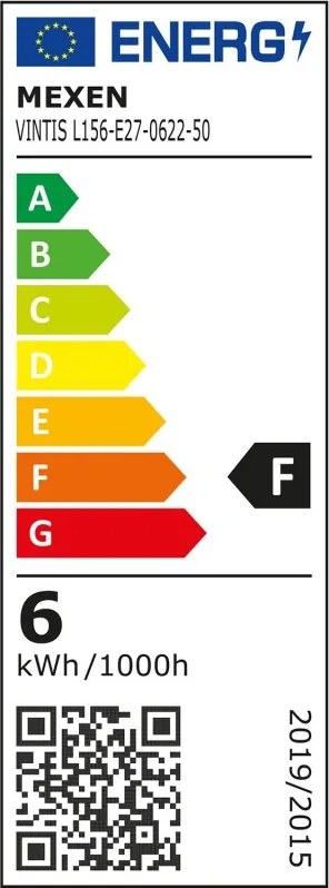 Mexen Vintis, LED filamentová žárovka E27, G45, 6 W, teplá bílá 2200K, jantarová, L156-E27-0622-50