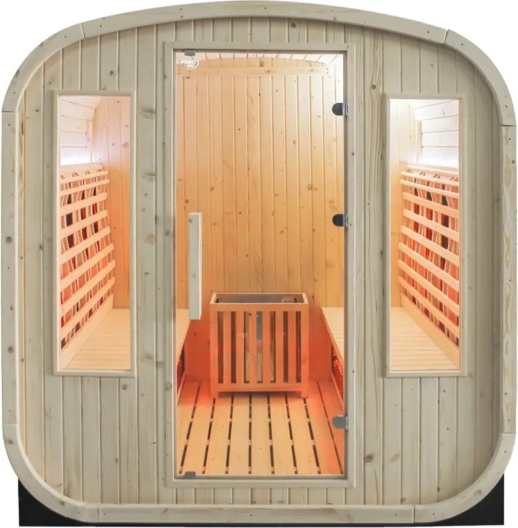 BPS-koupelny Zahradní kombinovaná sudová sauna 2v1  - Infrasauna + finská sauna 180x200, 4-6 osob