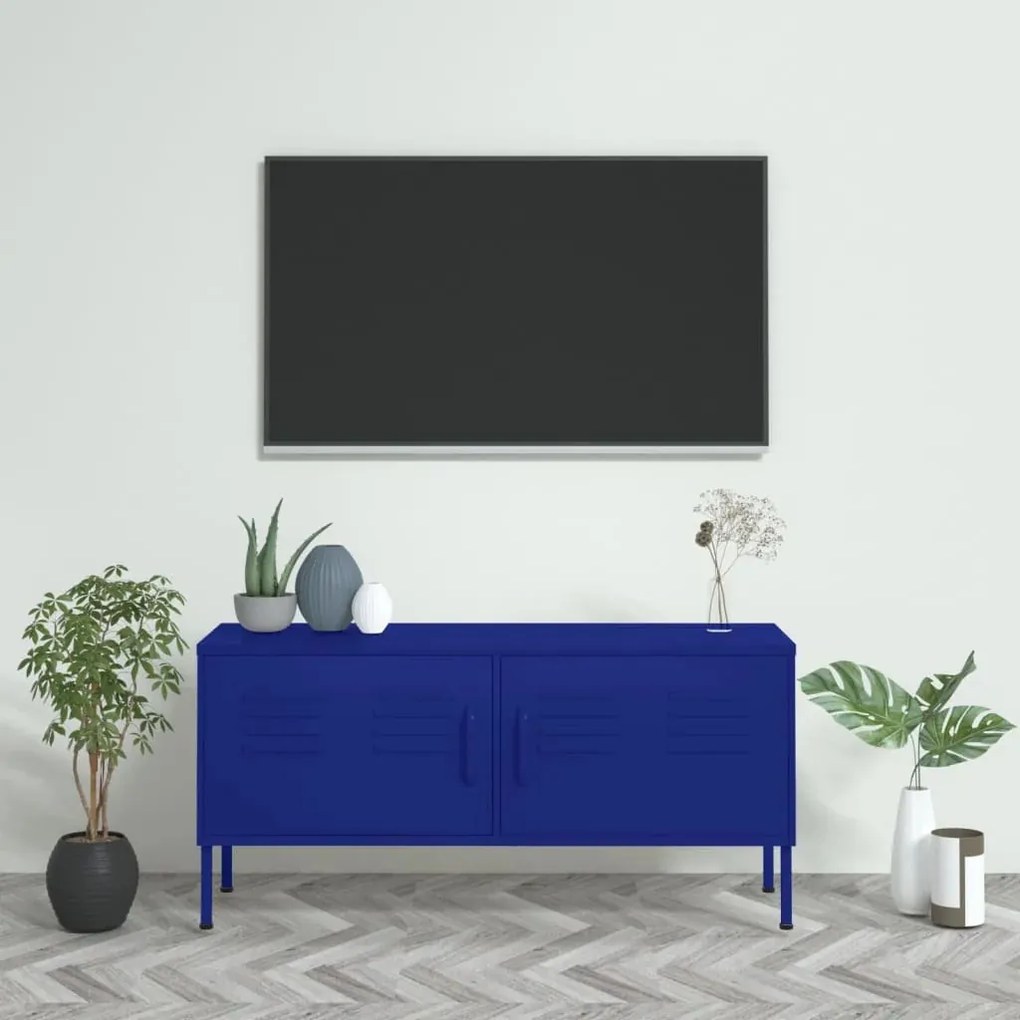Fionshop 263593090 Tv skříňka námořnicky modrá 105 x 35 x 50 cm ocel