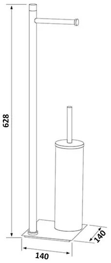 Gedy - Stojací WC štětka s držákem toaletního papíru TRILLY matná černá/bambus