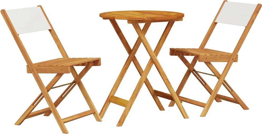 3dílný bistro set krémově bílý textil a masivní dřevo 3281748