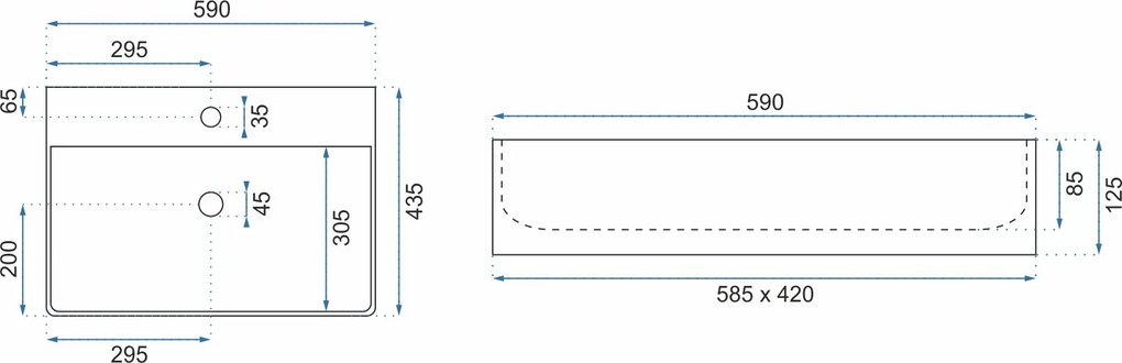 Rea Gina umyvadlo, 61 x 42 cm, bílá, REA-U0677
