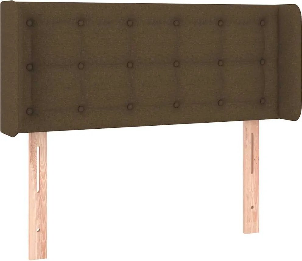 Čelo postele s LED tmavě hnědé 83 x 16 x 78/88 cm textil 3123647