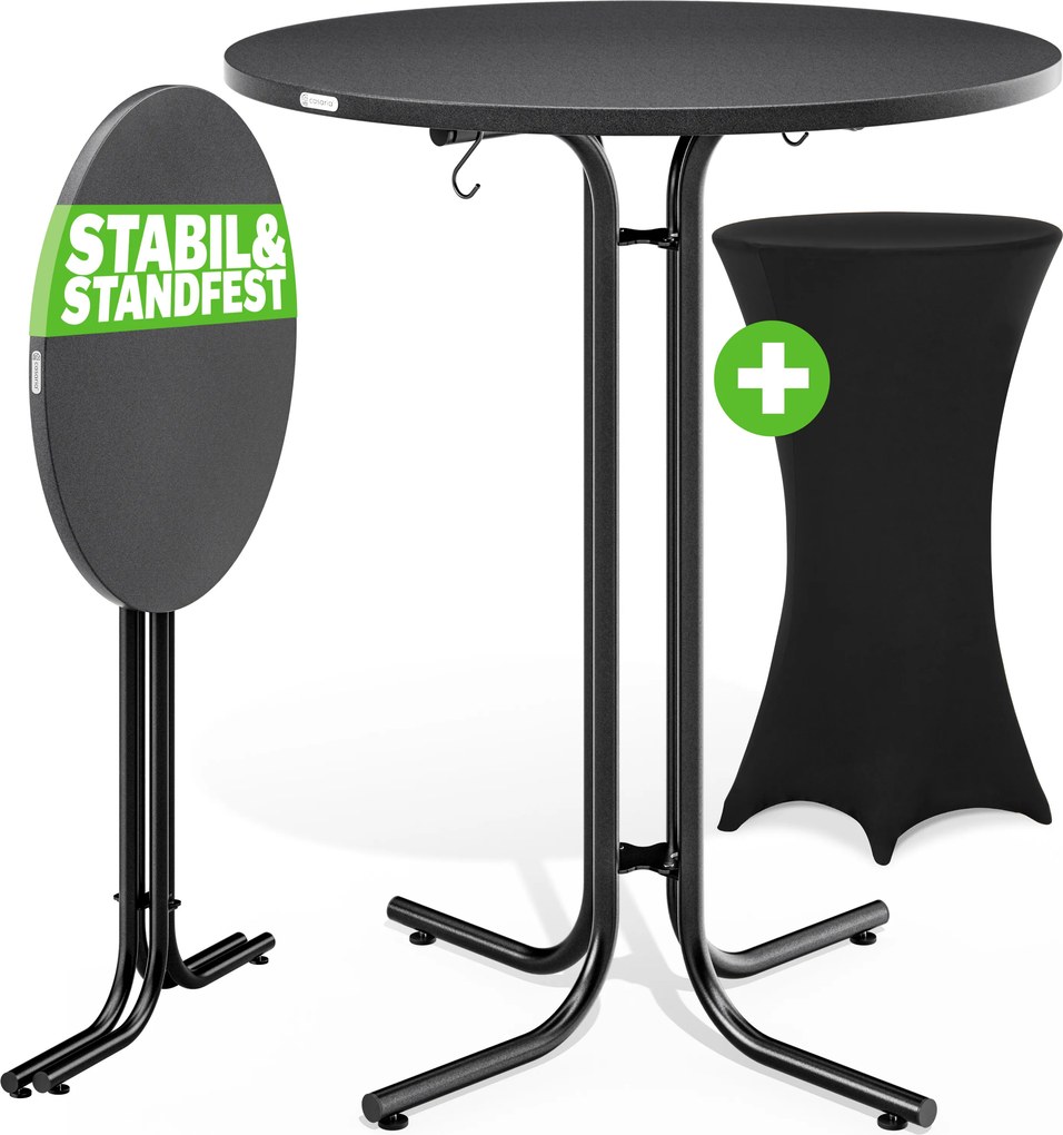 Barový stolek šedý 110x70cm + potah černý Ø70cm