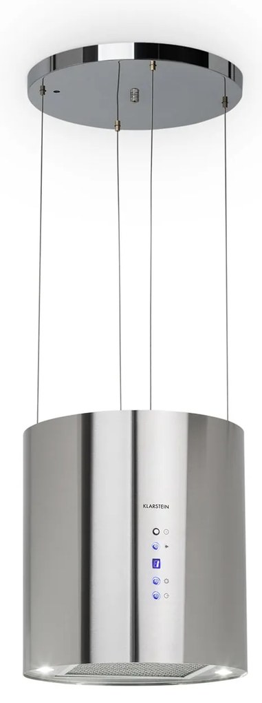 Klarstein Barett, digestoř, 35 cm, ostrůvková, 522 m³/h, LED, filtr s aktivním uhlím, nerezová ocel