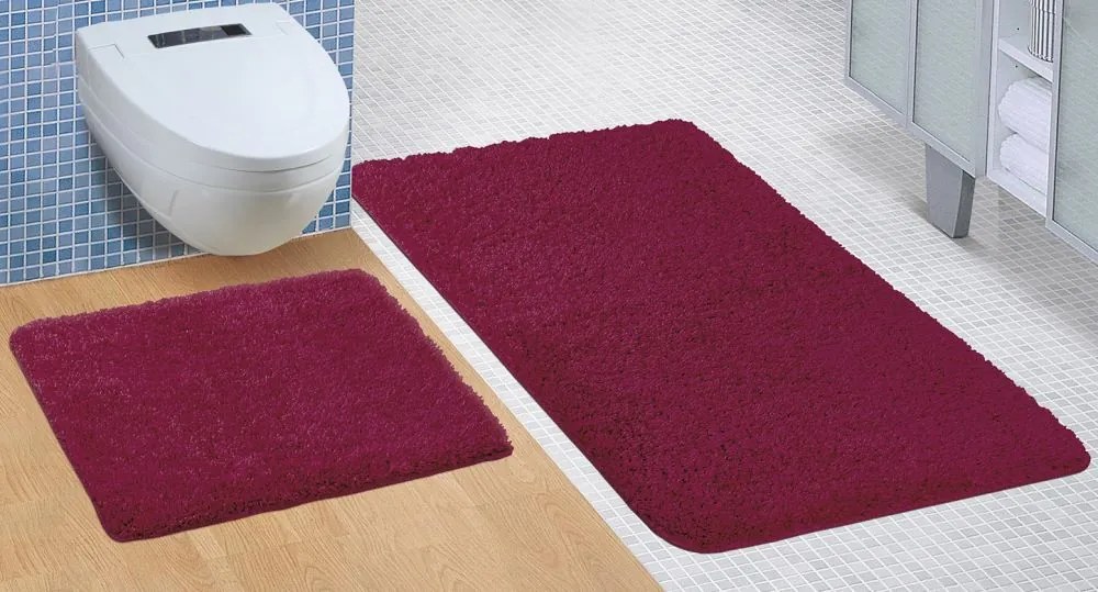 Kvalitex Koupelnová a WC předložka Micro bordó SADA 60 x 100 cm + 60 x 50 cm