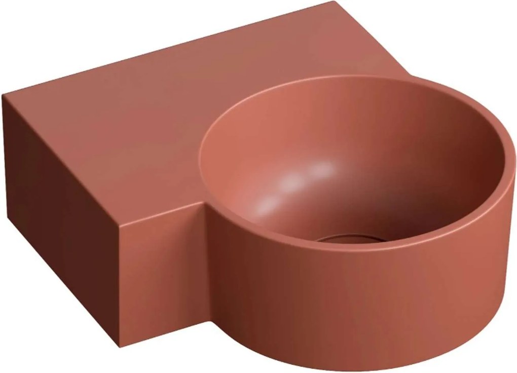 OMNIRES Ovo M+ - Umývátko 34x35 cm, bez přepadu, bez otvoru pro baterii, levé, červená OVO335UWLTE