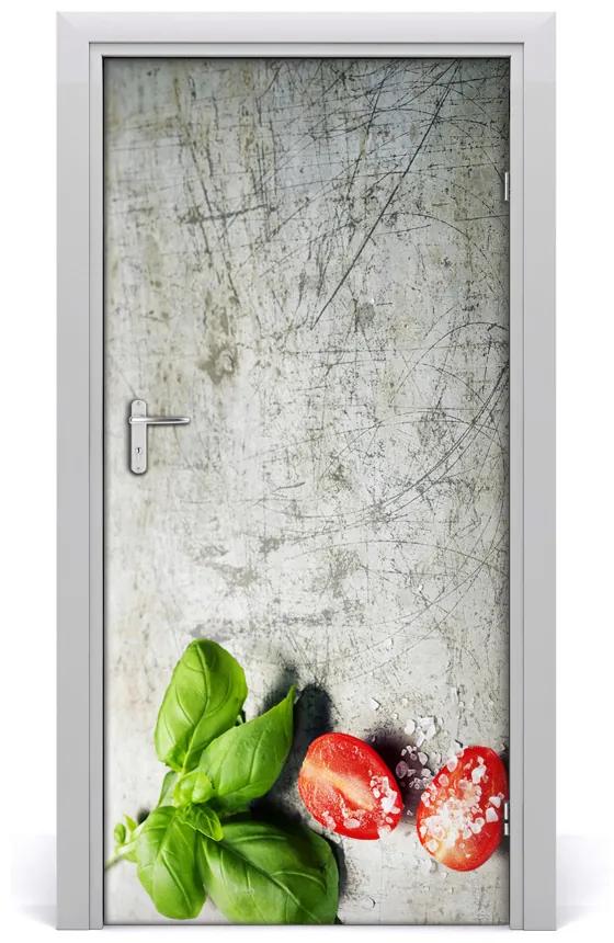 Fototapeta na dveře samolepící rajčata a bazalka 85x205 cm
