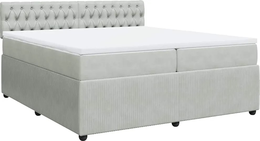Box spring postel s matrací světle šedá 200x200 cm samet 3287836