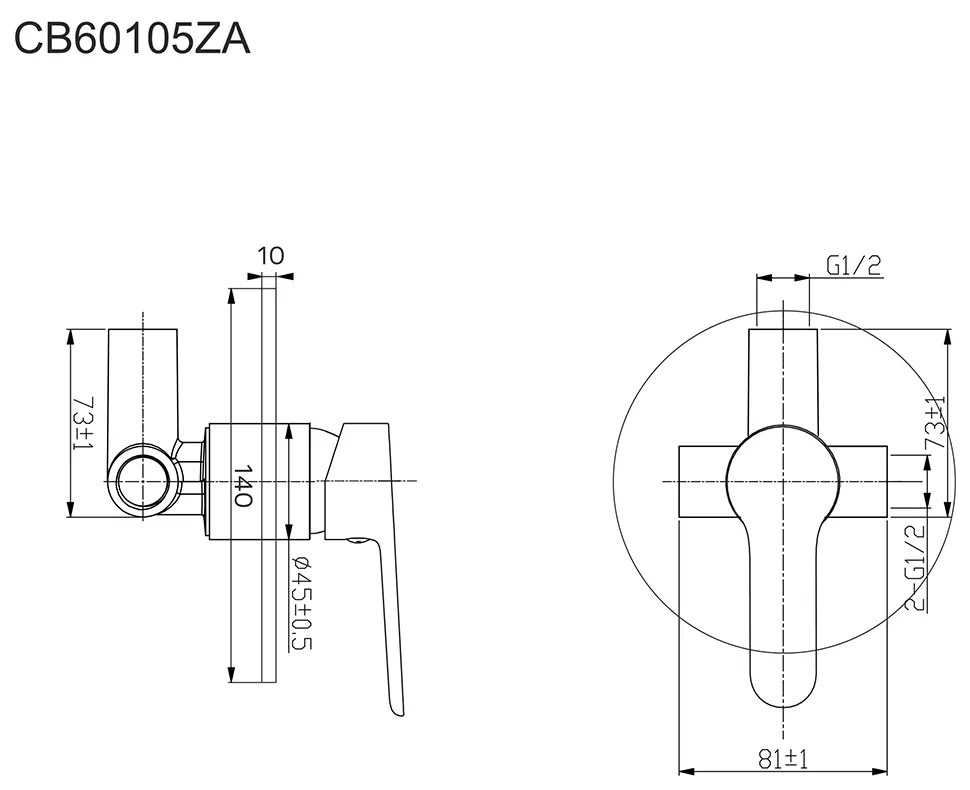Mereo Zuna sprchová podomítková baterie bez přepínače Mbox kulatý kryt mosaz chrom CB60105ZA