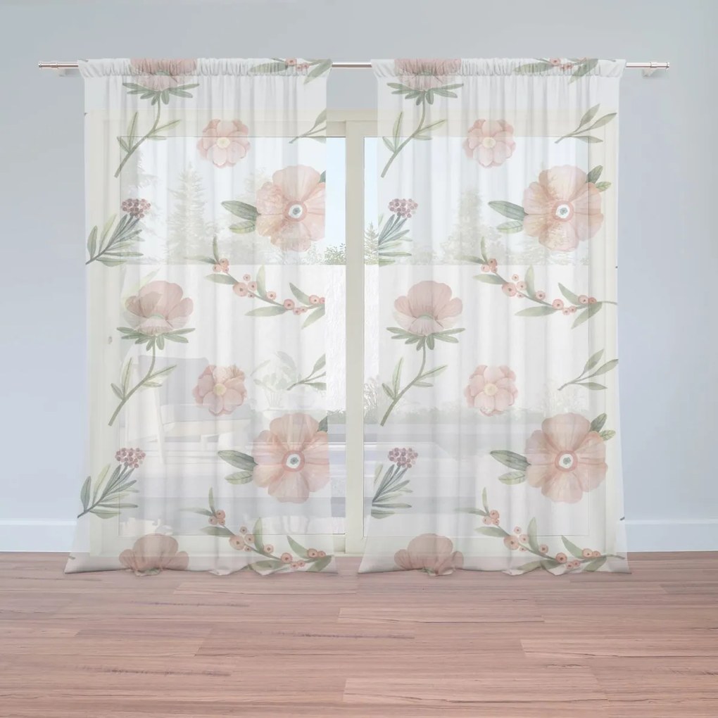Sablio Záclony Malované květy: 2ks 150x250cm