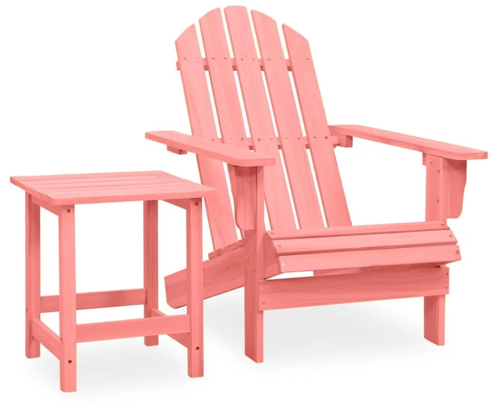 315927 vidaXL Zahradní židle Adirondack se stolkem masivní jedle růžová