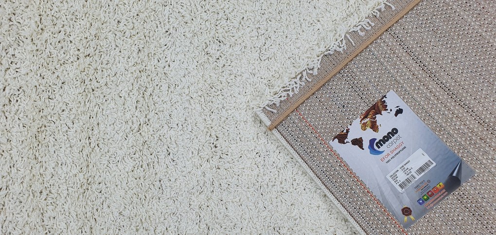 Mono Carpet, Kusový koberec Efor Shaggy 2137 Cream, 80x150, bílá, ložnice