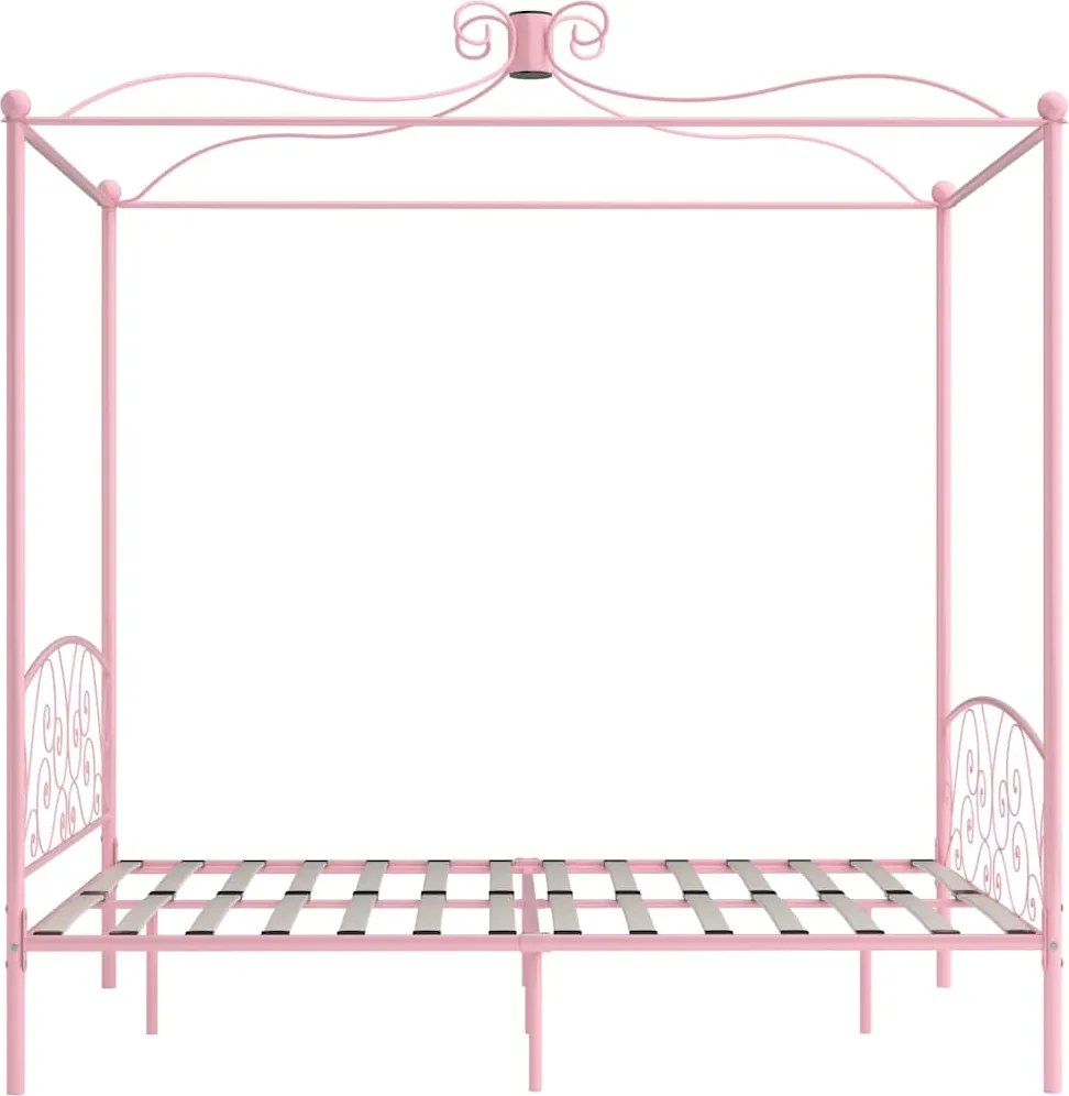 Rám postele s nebesy růžový kovový 180 x 200 cm 284491