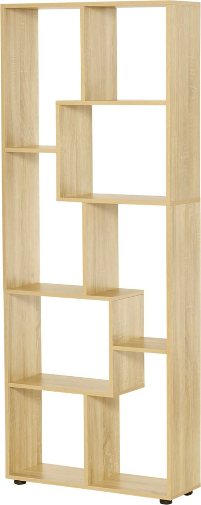 HOMCOM Moderní knihovna ve tvaru zig-zag 70D x 24Š x 178V cm Dřevotříska Přirozené dřevo