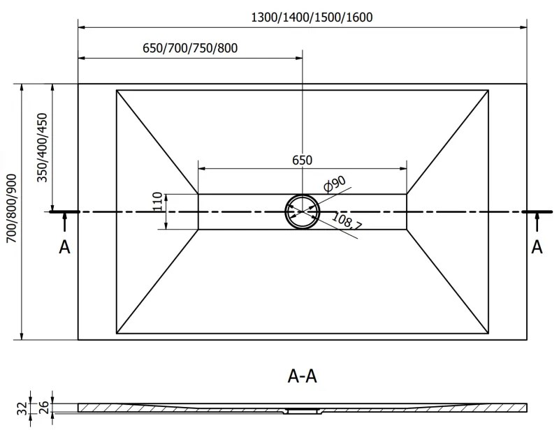 Mexen Toro obdélníková vanička do sprchového koutu SMC 150 x 80 cm, Bílá - 43108015