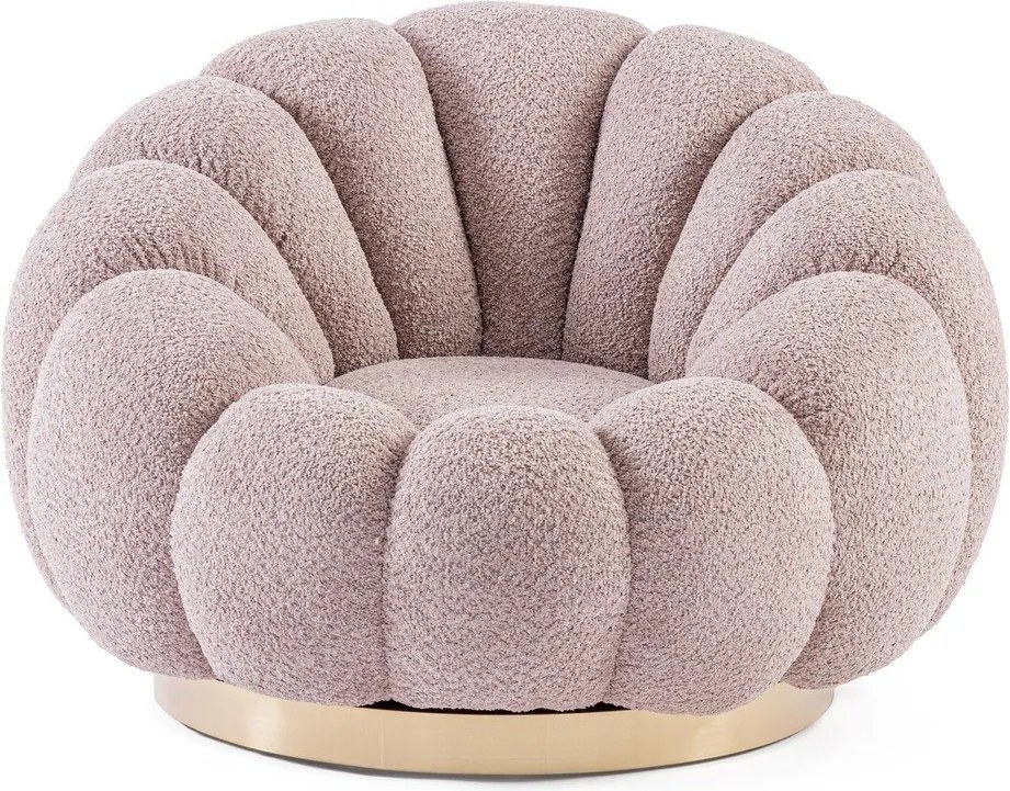 Růžové otočné křeslo z textilie bouclé Florel – Bizzotto