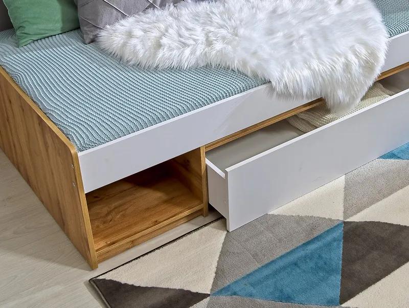 Dětská postel s úložným prostorem Arca AR9 Zvolte možnost matrace: S matrací, Barevné provedení: Bílá - Bílá
