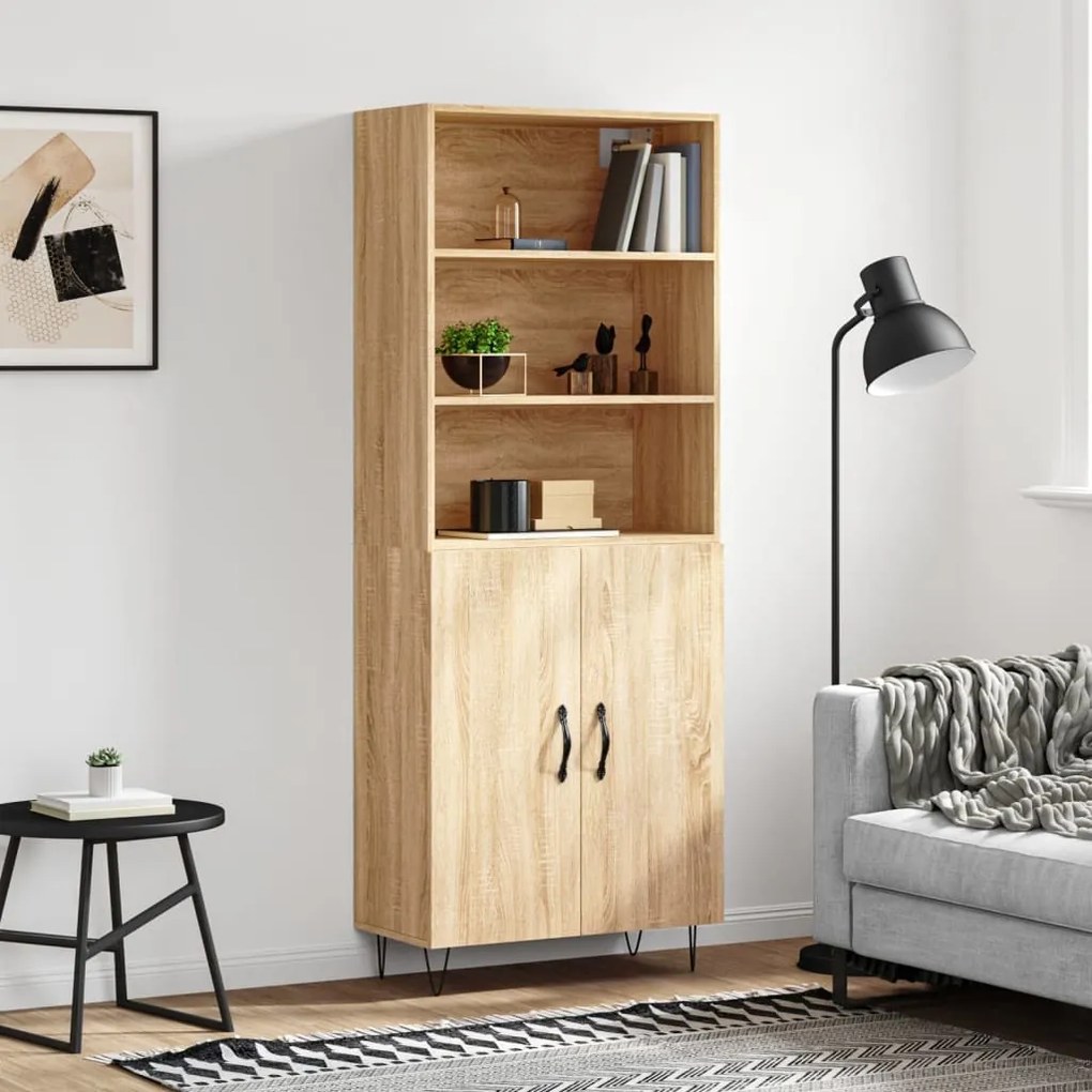 vidaXL Skříň highboard 69,5 x 34 x 180 cm kompozitní dřevo [3189245] Barva: Bílá