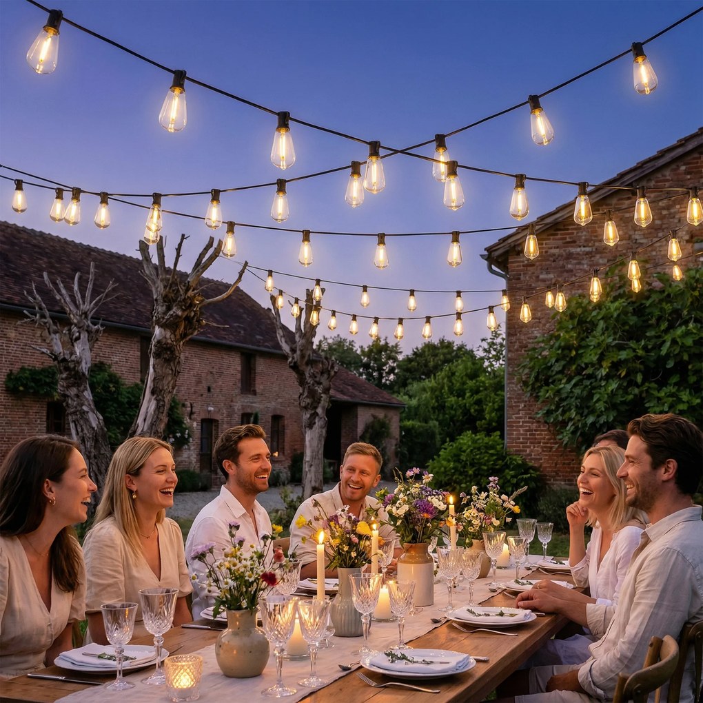 50 LED světelných závěsů, 18 m připojitelných pohádkových světel, odolnost proti stříkající vodě IP44, vnitřní i venkovní dekorace