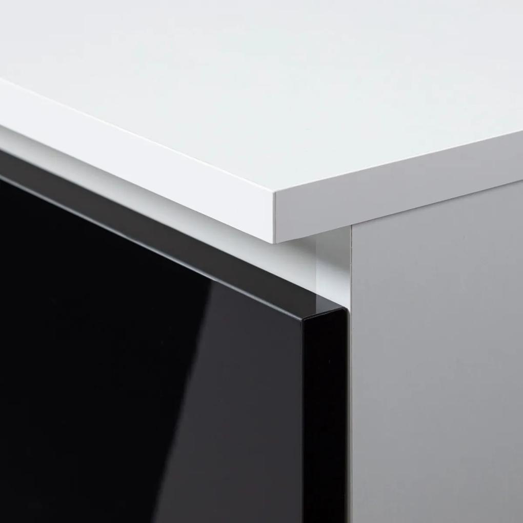 Rohový psací stůl B20 bílý/černý pravý