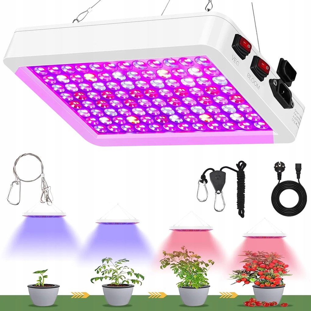 Led panelová lampa pro pěstování rostlin, růst zeleniny, plné spektrum Grow, bílá