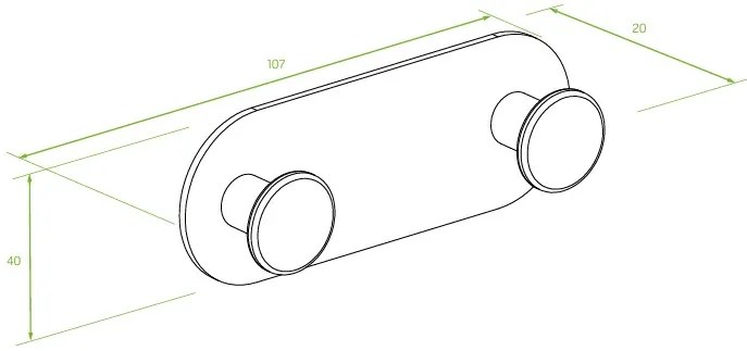 Laveo Miri, 2-háček na ručníky, černá matná, LAV-ALM_712S