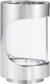 Georg Jensen Chrome Contours Svícen Tealight 12 cm Stříbrný Ocelový