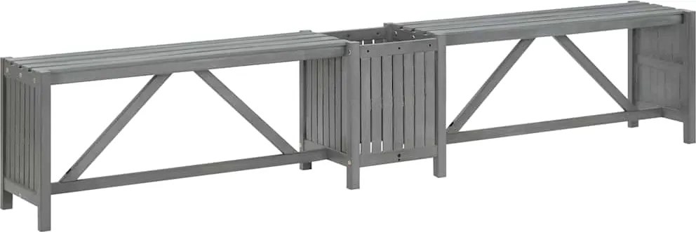 Zahradní rohová lavice s truhlíkem 117 cm masivní akácie šedá 311824