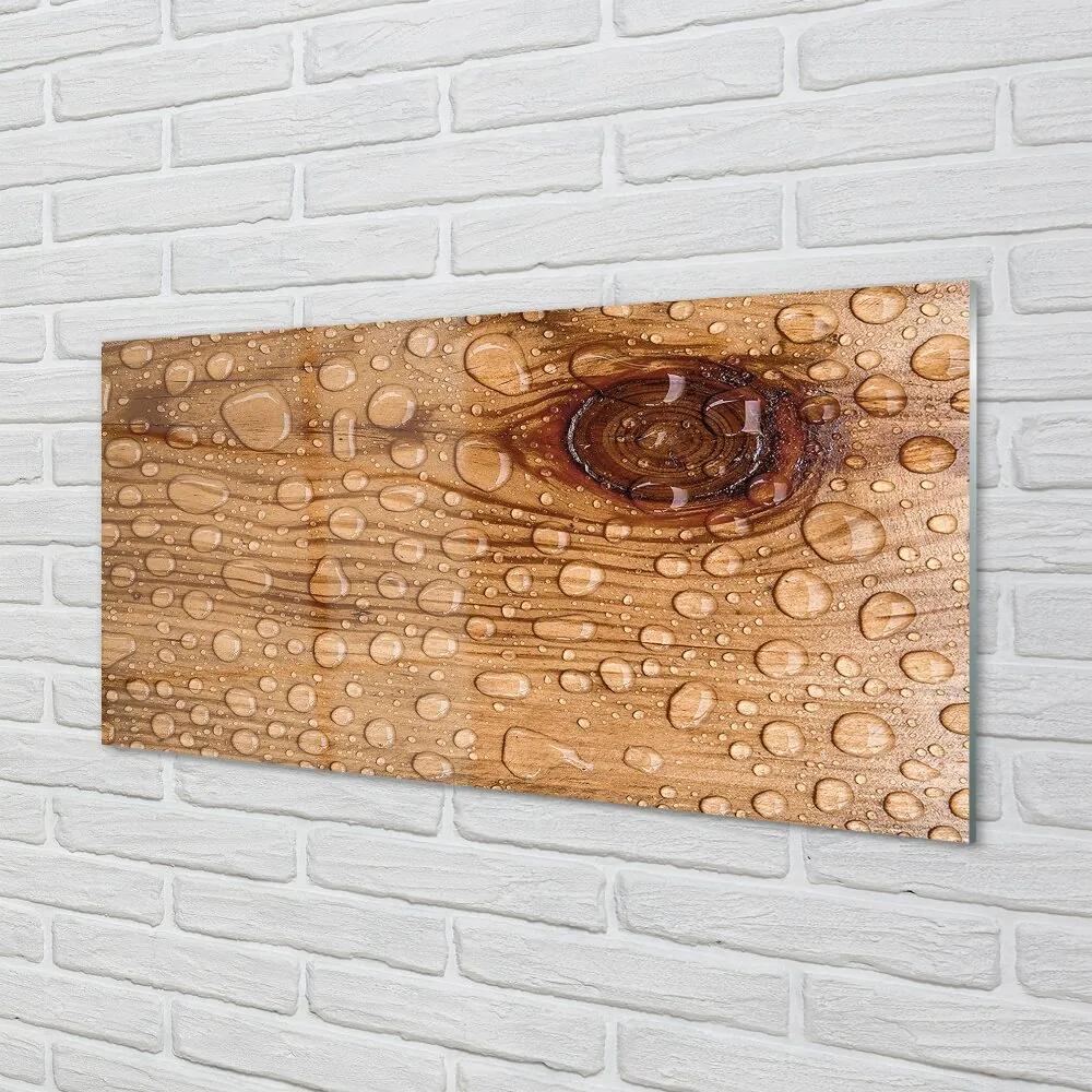 Obraz na skle Kapky vody dřeva 125x50 cm