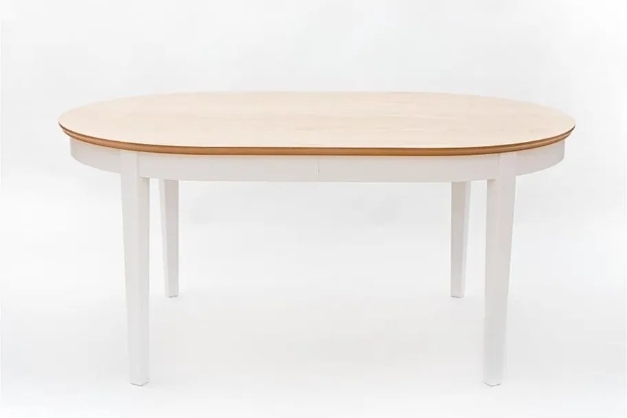 Bílý rozkládací jídelní stůl s detaily z dubové dýhy We47 Family, 165 - 215 x 105 cm