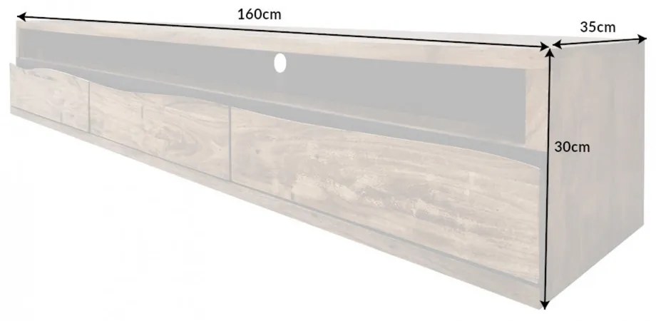 Massive home | Závěsný televizní stolek Mammut 160cm  masiv akácie  honey