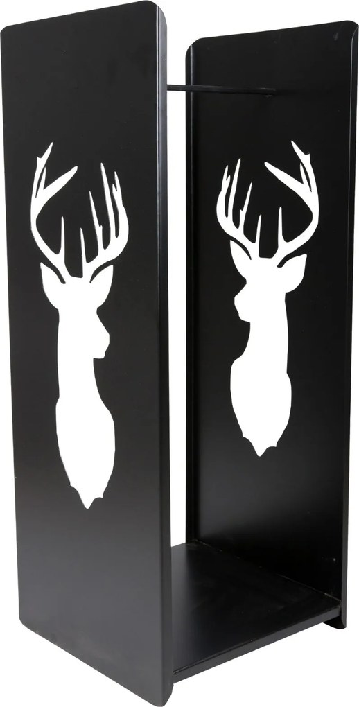 Kovový stojan na dřevo Deer, 40x100 cm, černá