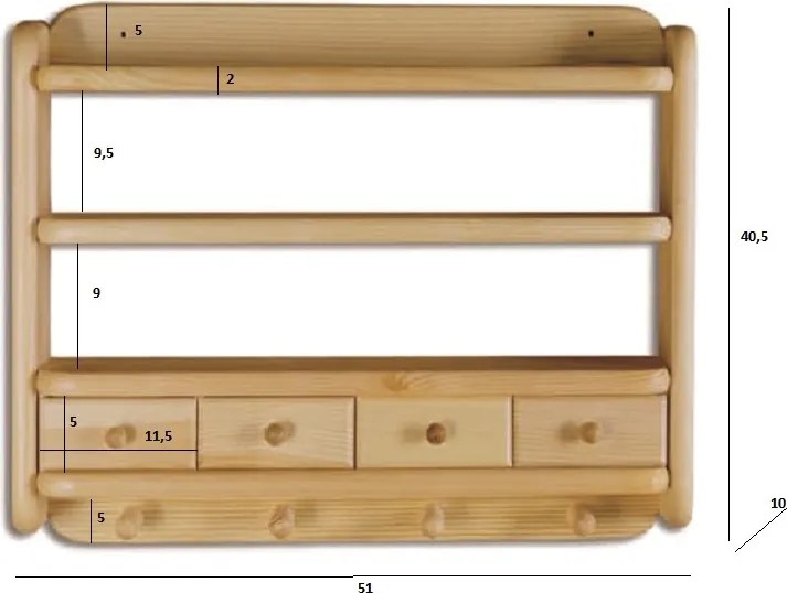 Drewmax PK118 dřevěná police masiv borovice