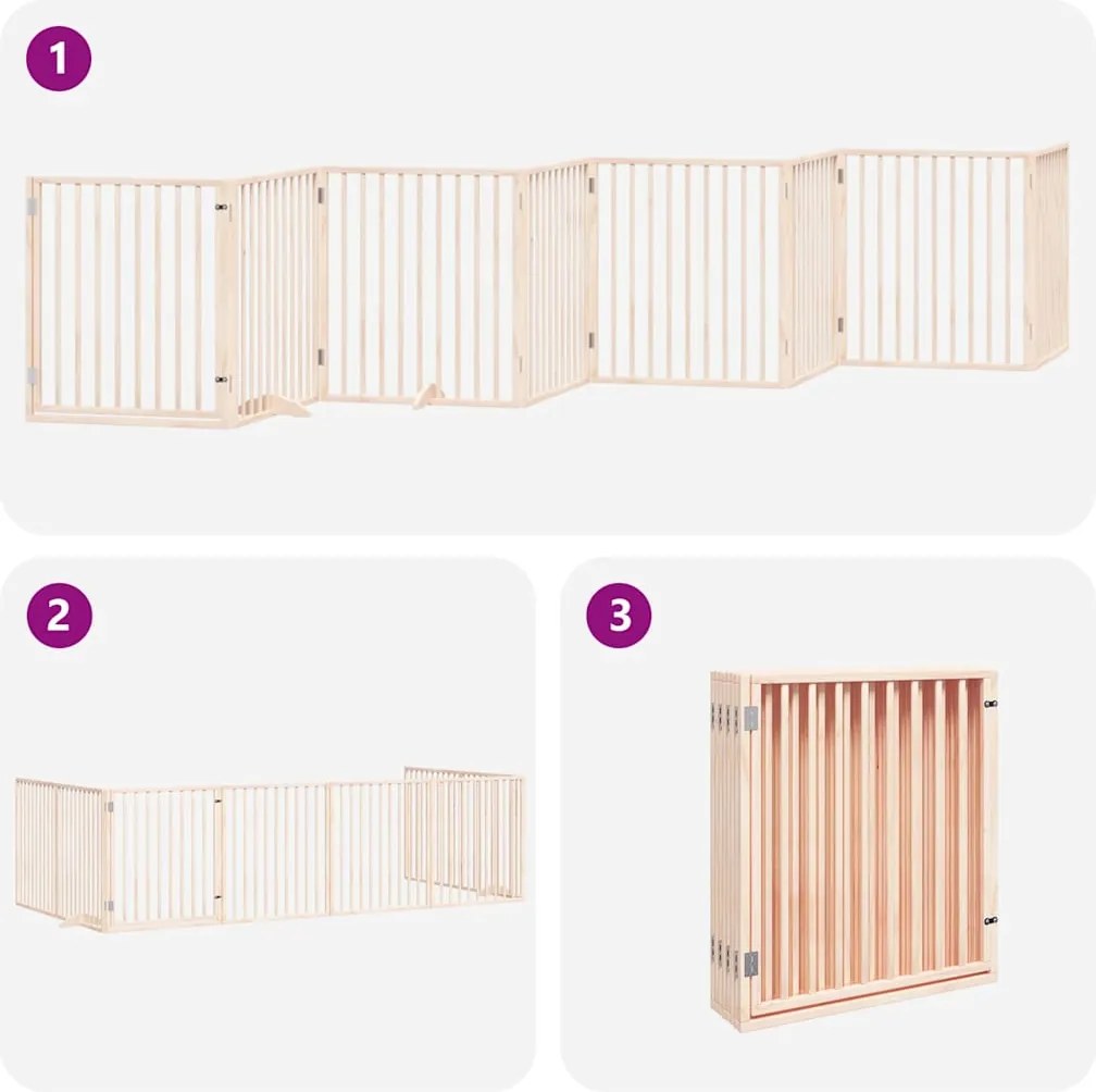 Zábrana pro psy s dvířky skládací 8 panelů 640 cm topol 3155558