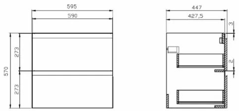 Cersanit Moduo, umyvadlová skříňka + umyvadlo 60cm, šedá, S801-313-DSM