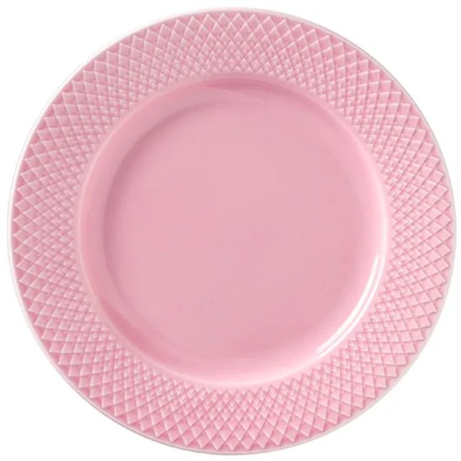 LYNGBY Porcelánový talíř Rhombe Pink 21 cm, růžová barva, porcelán