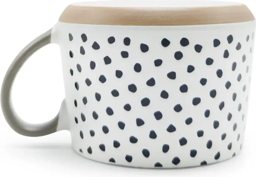 Porcelánový hrnek Lone, 400 ml – minimalistický design s nepravidelnými puntíky