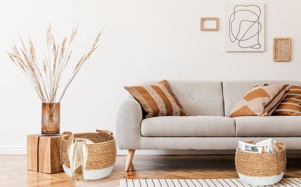 Tutumi, sada přírodních košů Boho 2ks YT21B-34, bílá-hnědá, HOM-02809