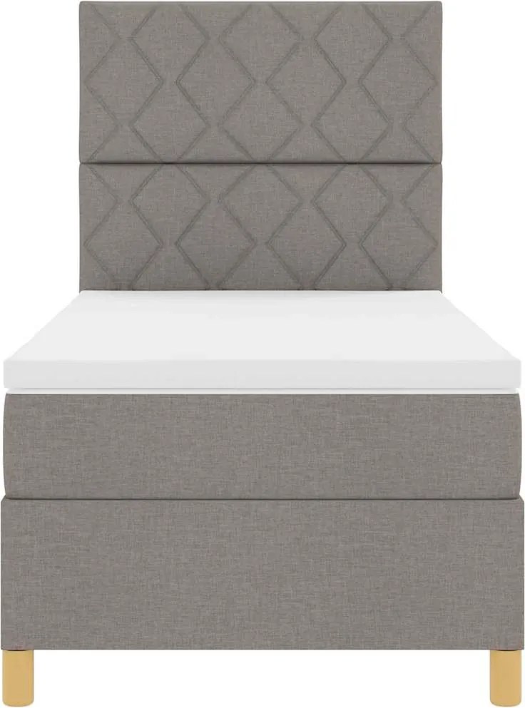 Postel s boxspringem s čelo Taupe 100 x 200 cm textil 3339676