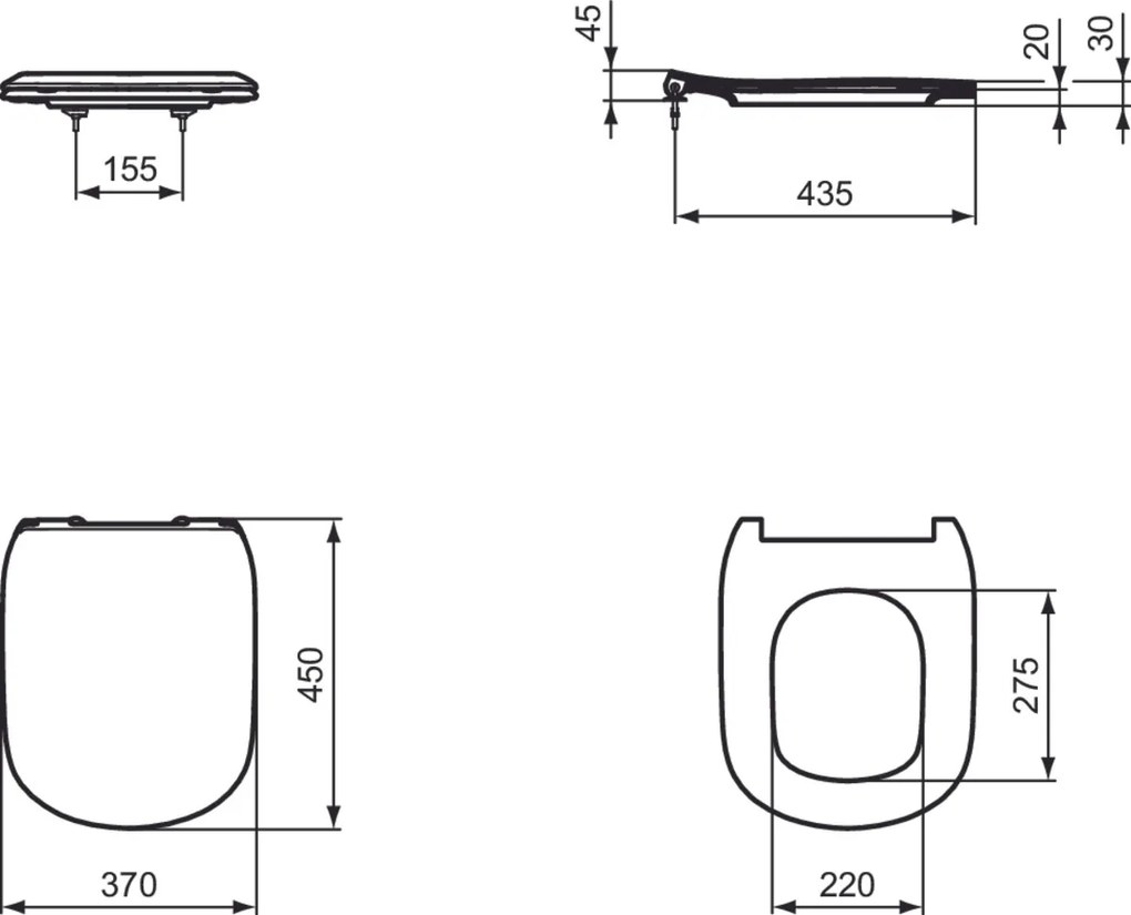 Ideal Standard Tesi WC Set - Závěsné WC AQUABLADE s instalačním systémem ProSys, ovládací tlačítko černé, sedátko se SoftClose