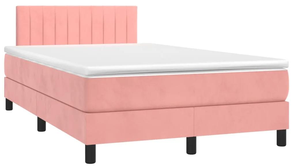 Box spring postel s matrací a LED růžová 120 x 190 cm samet,  3270170