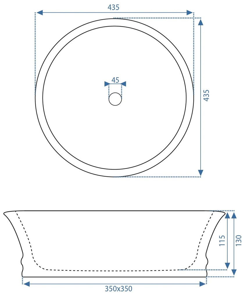 Rea Betty, umyvadlo na desku 440x440x130 mm, starožitná měděná, REA-U1057