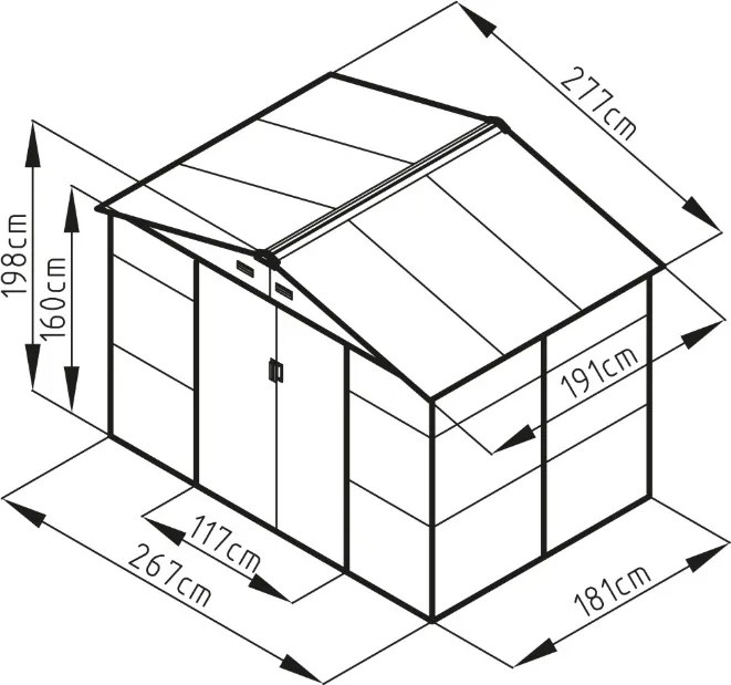 Zahradní Domek na Nářadí Plechový | G21 GAH 529 šedý | 2,7 x 1,9 m